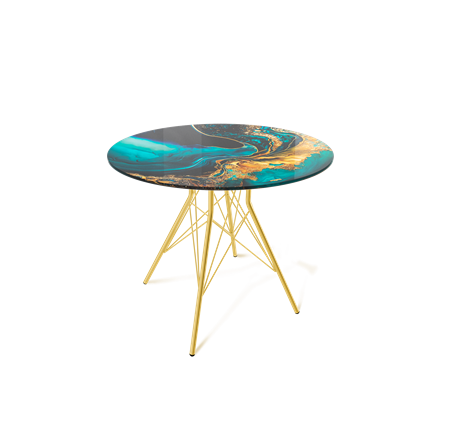 Обеденный стол SHT-TU2-1 / SHT-TT32 80 стекло/МДФ (королевский синий/золото) в Глазове заказать ...