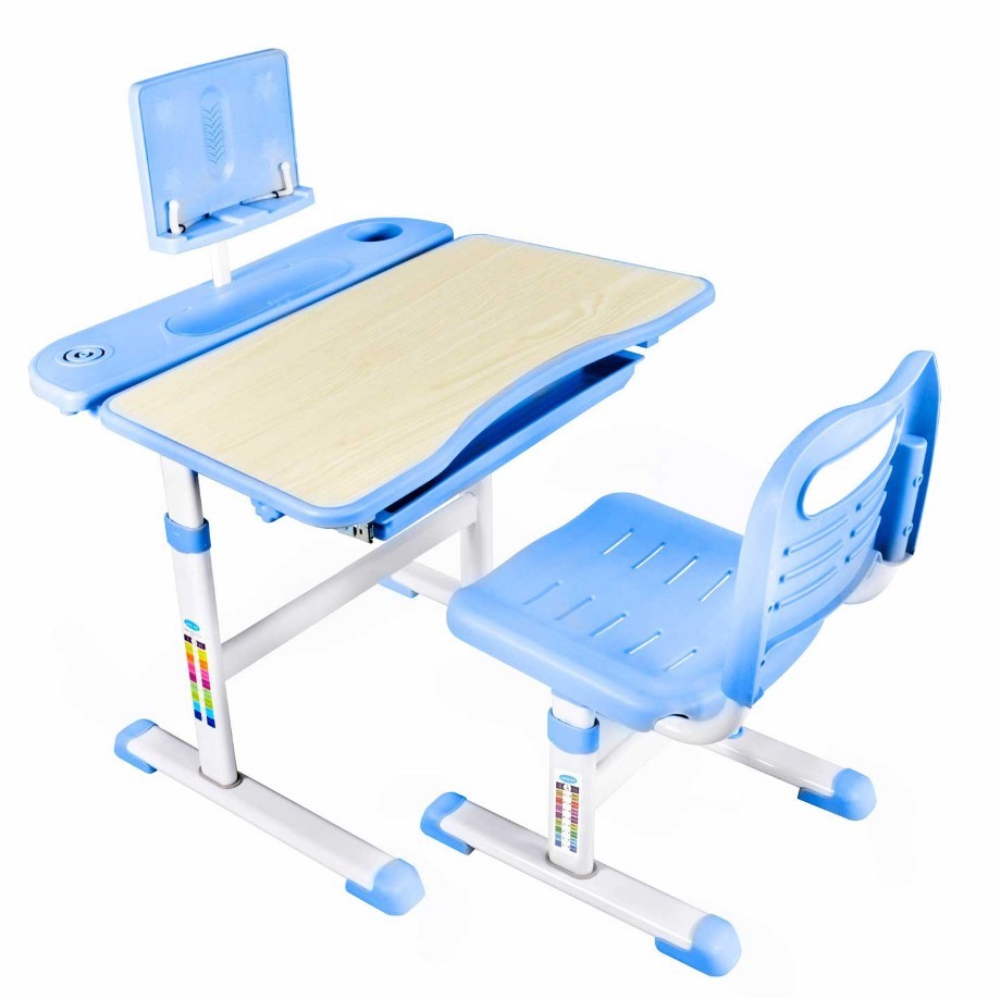 Комплект из растущих парты и стула SET HOLTO-17А, клен/голубой в ...